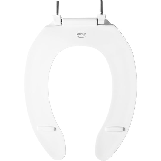 Elongated Open Front Commercial Plastic Toilet Seat in White – Bemis Seats