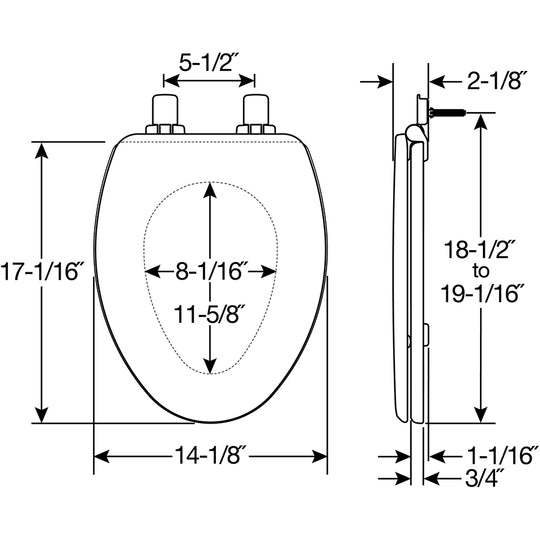 Ashland Soft Close Elongated Closed Enameled Wood Front Toilet Seat in ...