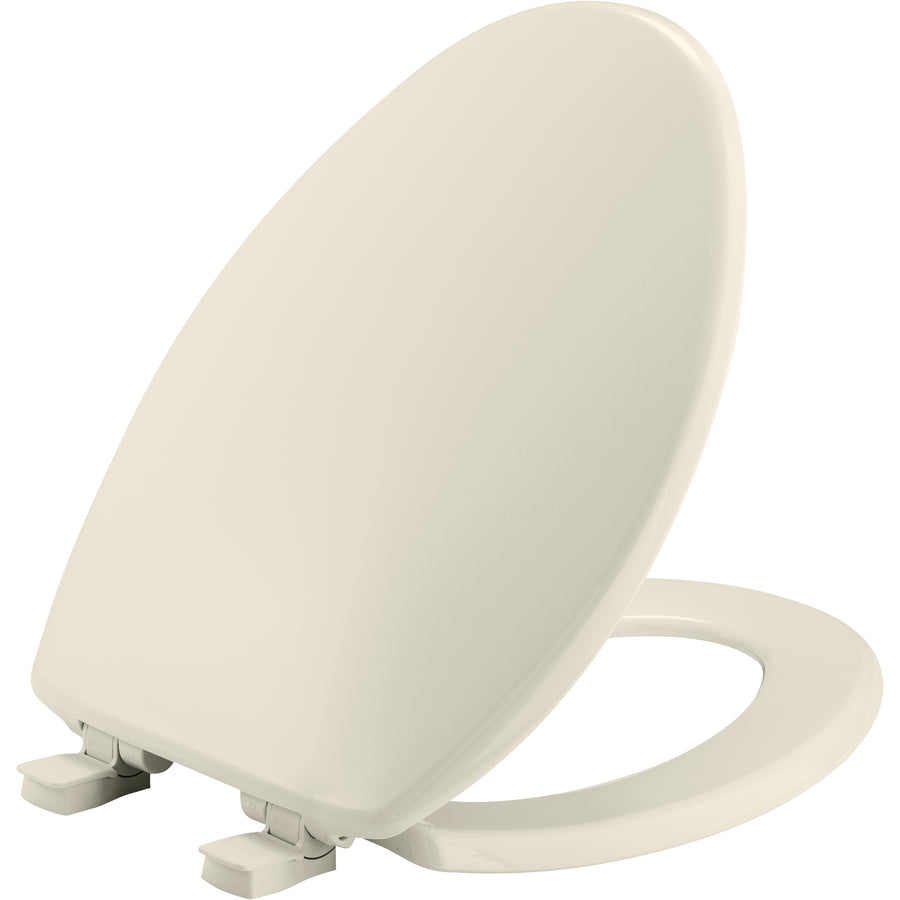 Elongated Soft Close Closed Front Plastic Toilet Seat in Bone Removes ...